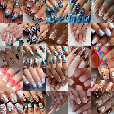 Acrylic Press on Nails with Gel Tabs - 24 Pcs Glueless Fake Nails Full ...