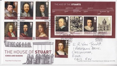 GB ROYAL MAIL FDC 2010 HOUSE OF STUART STAMP SET & MINIATURE SHEET ...