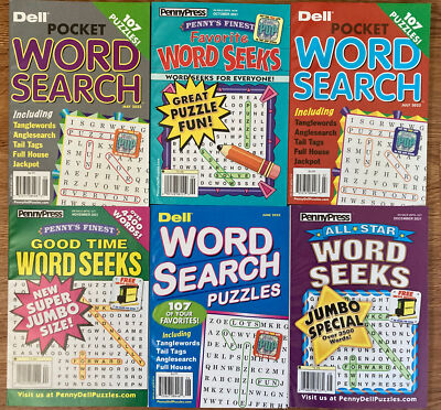 Lot of 6 Dell Penny Press Word Search Puzzle Books Official Seek Hunt ...