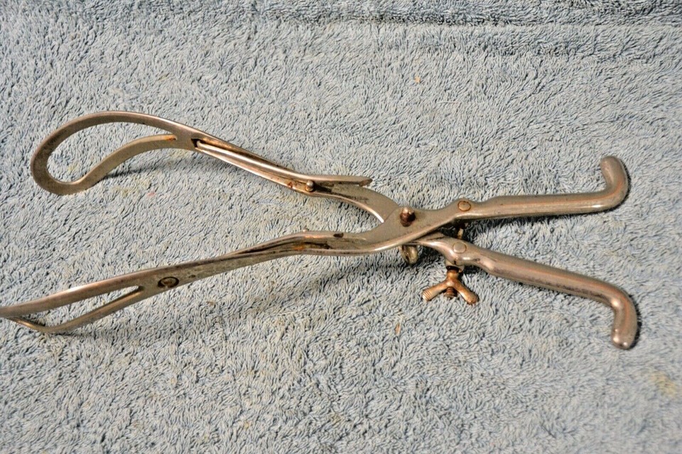 Antique Early 1900s Nickel Plated Birthing Forceps LOOK Medical ...
