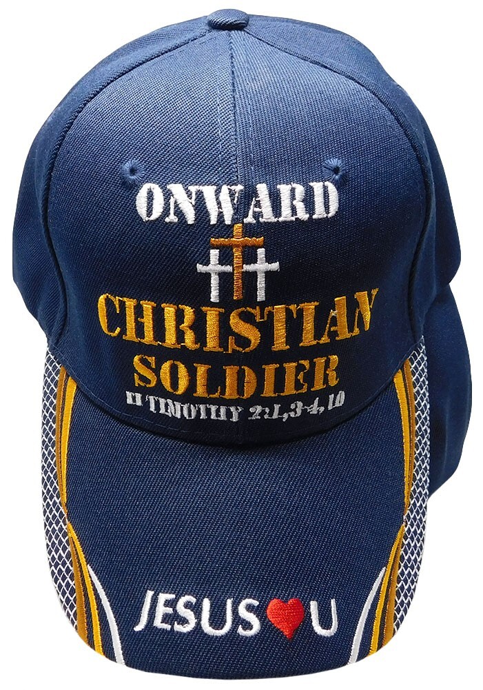 Onward Christian Soldier II Timothy 2:1, 3-4, 10 Navy Blue Embroidered ...