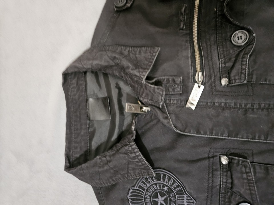 Blac Label Mens Size XL Embroidered Biker Jacket Mens Denim Jacket | eBay