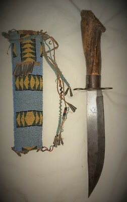 Native American Plains (Sioux) Knife and Beaded Sheath.....circa 1870s ...