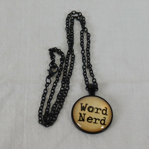 Word Nerd Geek Books Reading Yellowish Black Cabochon Pendant Chain ...