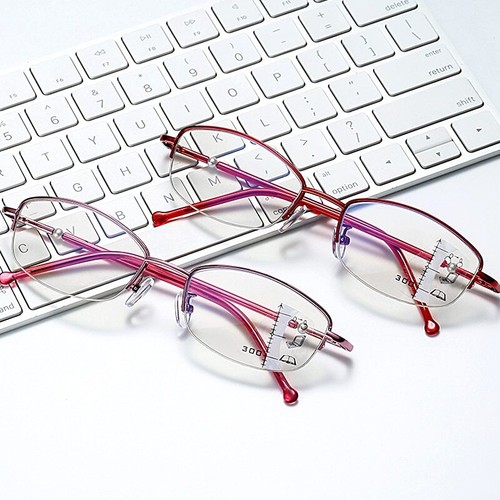 Women Multifocus Progressive Reading Glasses Multifocal Metal Half ...