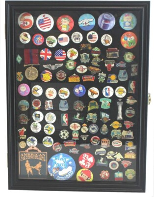 Pin Ribbon Medal Display Case Button Badge Shell Lapel Black Holder USA ...