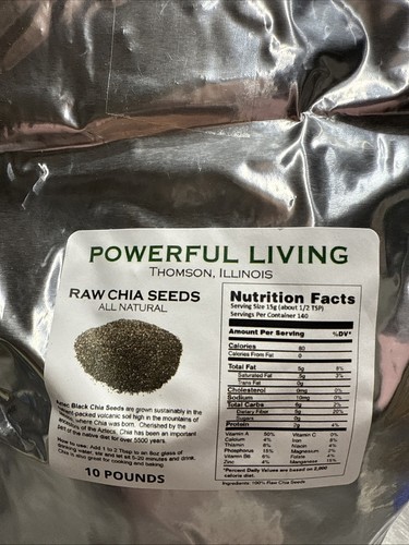 10 LB 100% PURE PREMIUM AZTEC BLACK CHIA SEEDS VEGAN GLUTAN-FREE GROWN ...