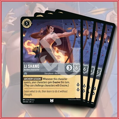 Disney Lorcana TCG: LI SHANG Archery Instructor x4 Uncommon Rise the ...