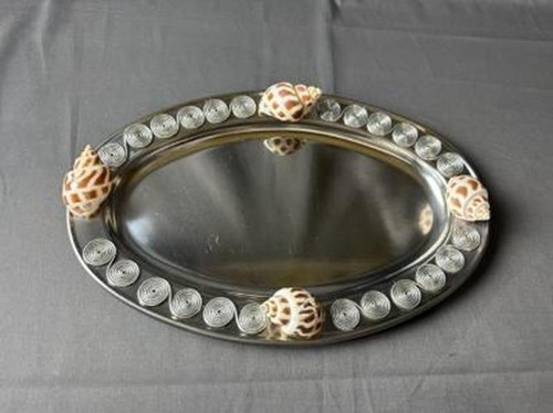 Dary Rees Original Artisan Silver Plate Platter with Seashell Design ...