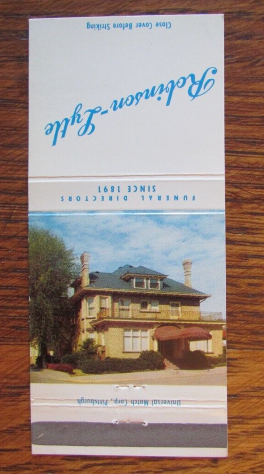 ROBINSON-LYTLE FUNERAL HOME MATCHBOOK COVER: SALTSBURG & INDIANA PA ...