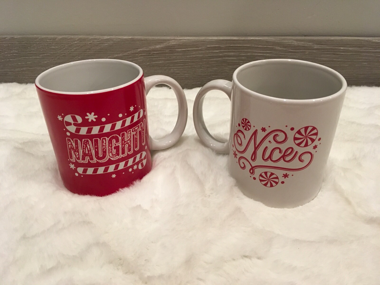 Naughty and Nice Mugs Christmas Holiday Set of 2 MSRF Design Studio ...