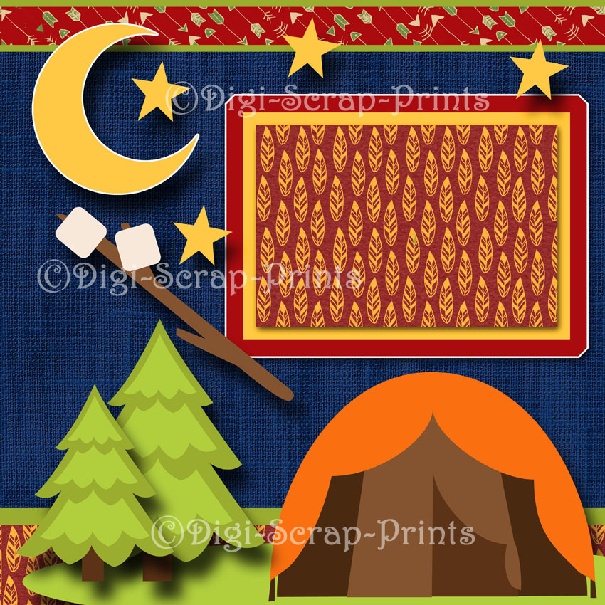 CAMPING tent 2 premade scrapbook pages paper piecing layout BY ...