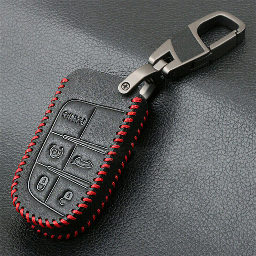 2x Red Remote Key Fob Leather Cover For Jeep Grand Cherokee Chrysler ...
