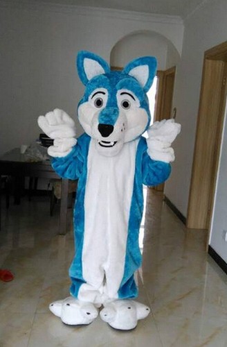 Halloween Blue Wolf Mascot Costume Suits Cosplay Party Outfits Clothing ...