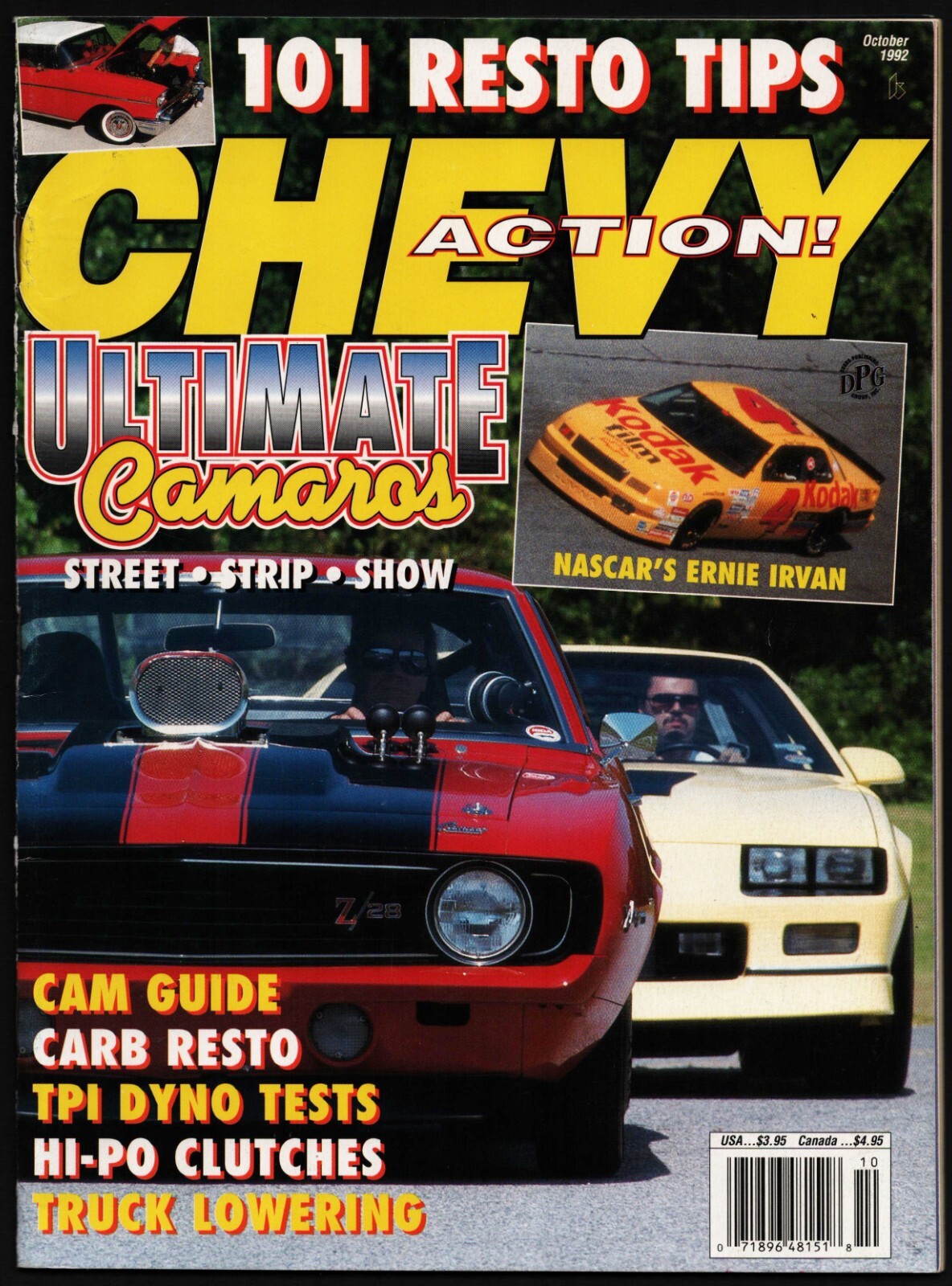 OCTOBER 1992 CHEVY ACTION MAGAZINE, ULTIMATE CAMAROS, ERNIE IRVAN | eBay