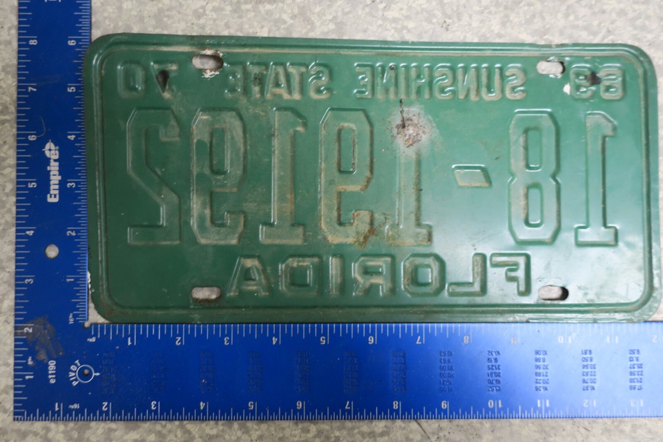 Florida LIcense Plate 1969 69 1970 70 Tag FL Lee County 18-19192 | eBay