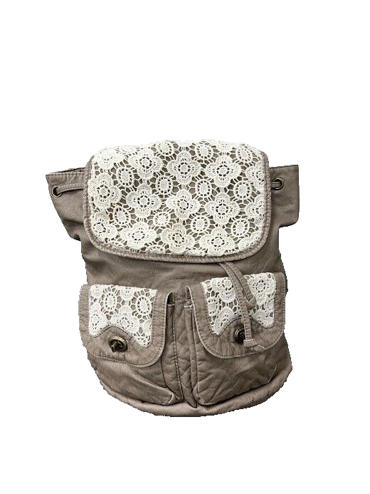 Mudd Gray Cotton Adjustable Shoulder Strap Inner Pocket Women Backpack ...