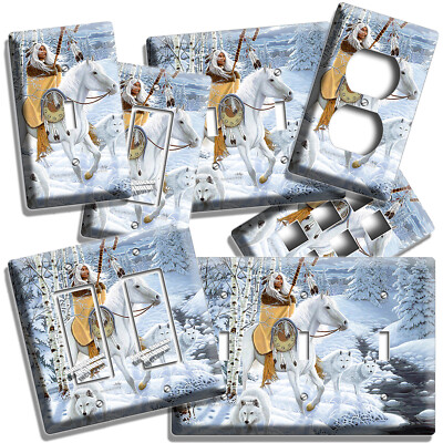 NATIVE AMERICAN INDIAN CHIEF WHITE HORSE WINTER LIGHT SWITCH OUTLET ...