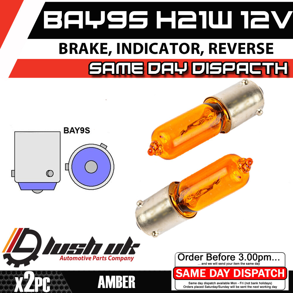 2 x H21W Amber Orange Halogen Indicator Bulb Car Bulbs 435 12v 21w ...