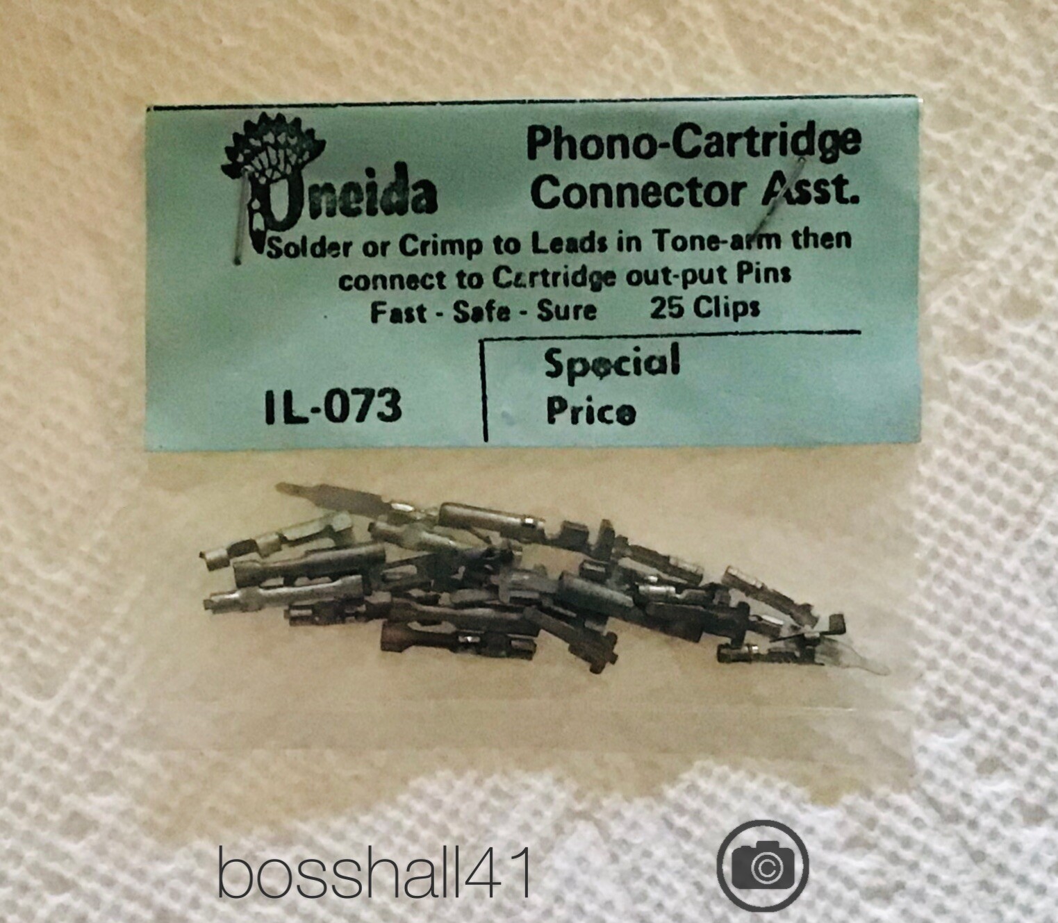 25 ASSORTED VINTAGE ONEIDA PHONO RECORD PLAYER TONEARM CARTRIDGE CLIPS ...