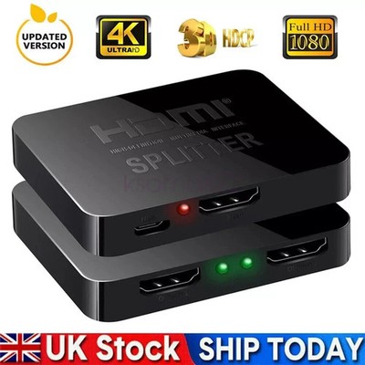 HDMI Splitter 1 Input 2 Output 4K HD Dual Output Adapter Cable 1 In 2 ...