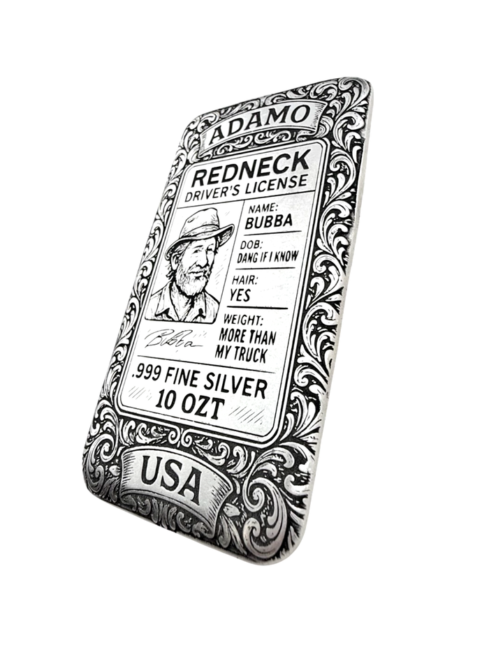 10 oz Silver Art Bar 999 - Redneck DL - Exclusive Limited Edition ...
