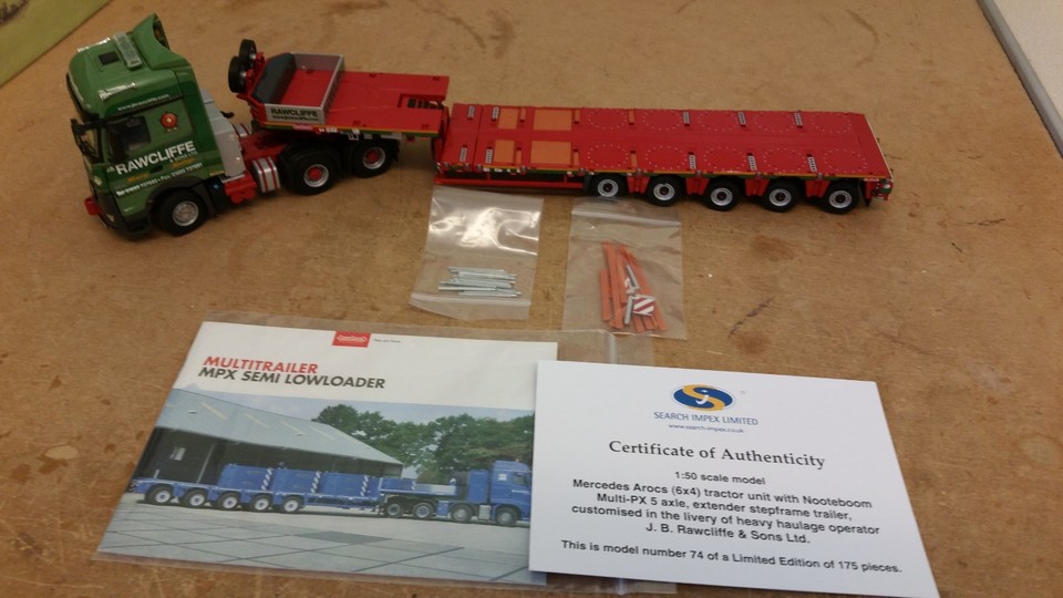HEAVY / HAULAGE WSI RAWCLIFFE MERC 6X4 + 5 AXLE EXT TRAILER 1/50 SCALE ...