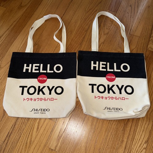 Lot of 2 SHISEIDO Hello from Tokyo Graphics Canvas Shoulder Tote Bag 12 ...