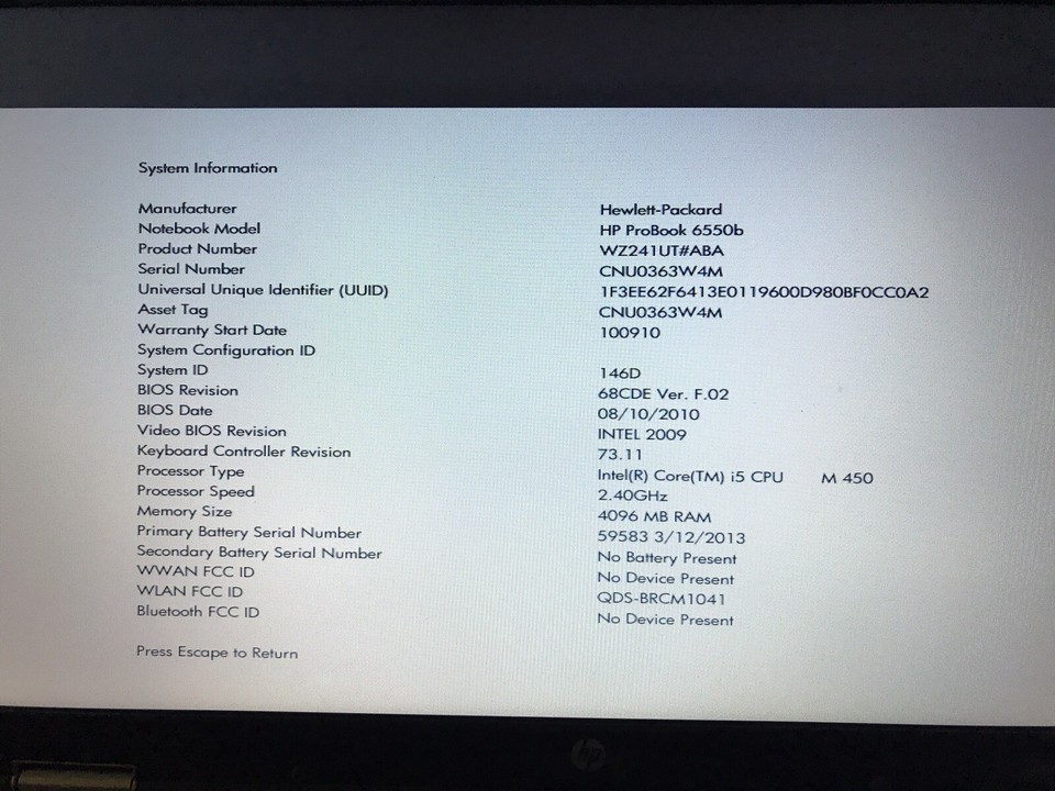 HP ProBook 6550b 15.6in. Intel Core i5 CPU M450 @ 2.40GHz | eBay