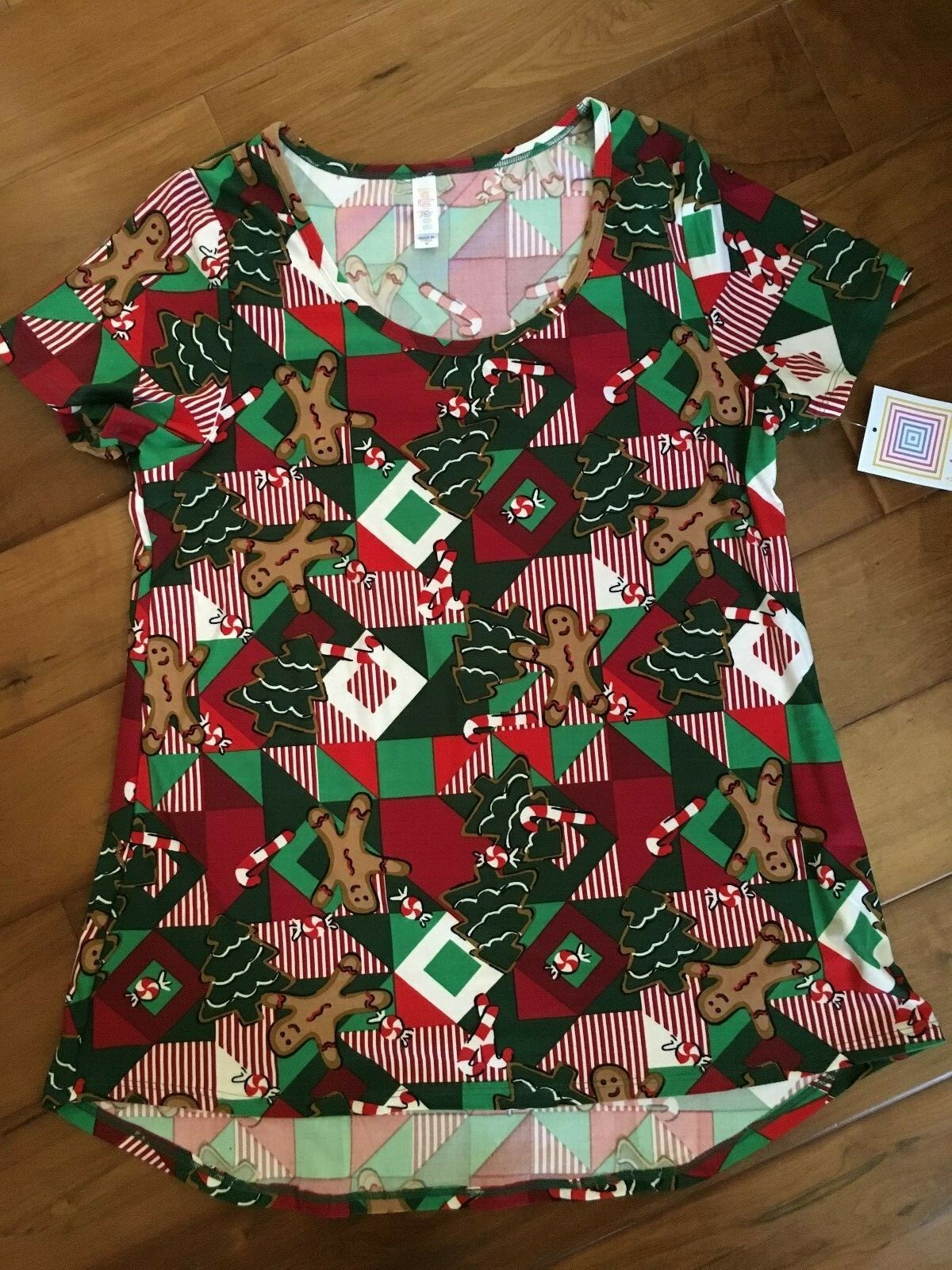 Lularoe Gingerbread Candy Cane Legging Material Classic T Small Rare | eBay