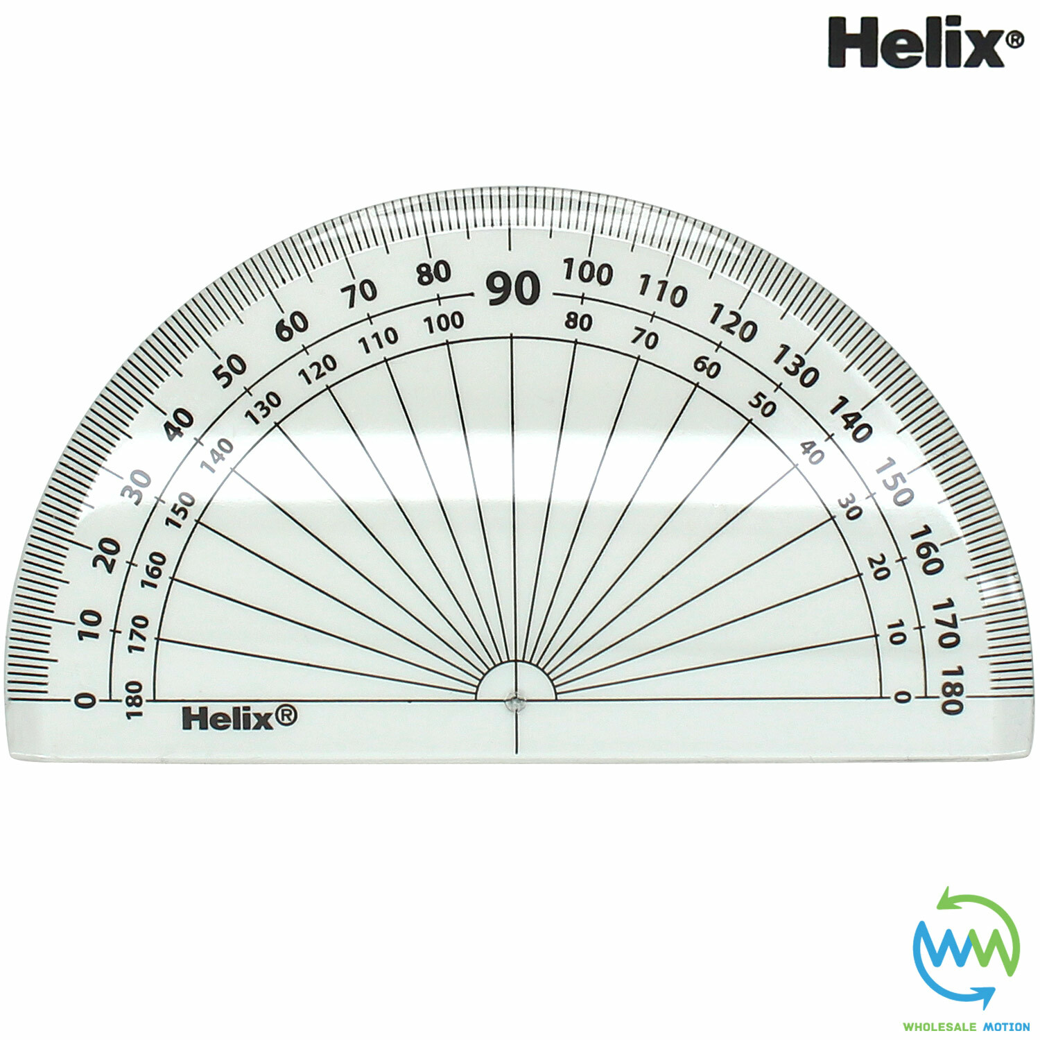20 HELIX 180 Degree Protractors CLEAR School Exam Protractor ANGLE ...