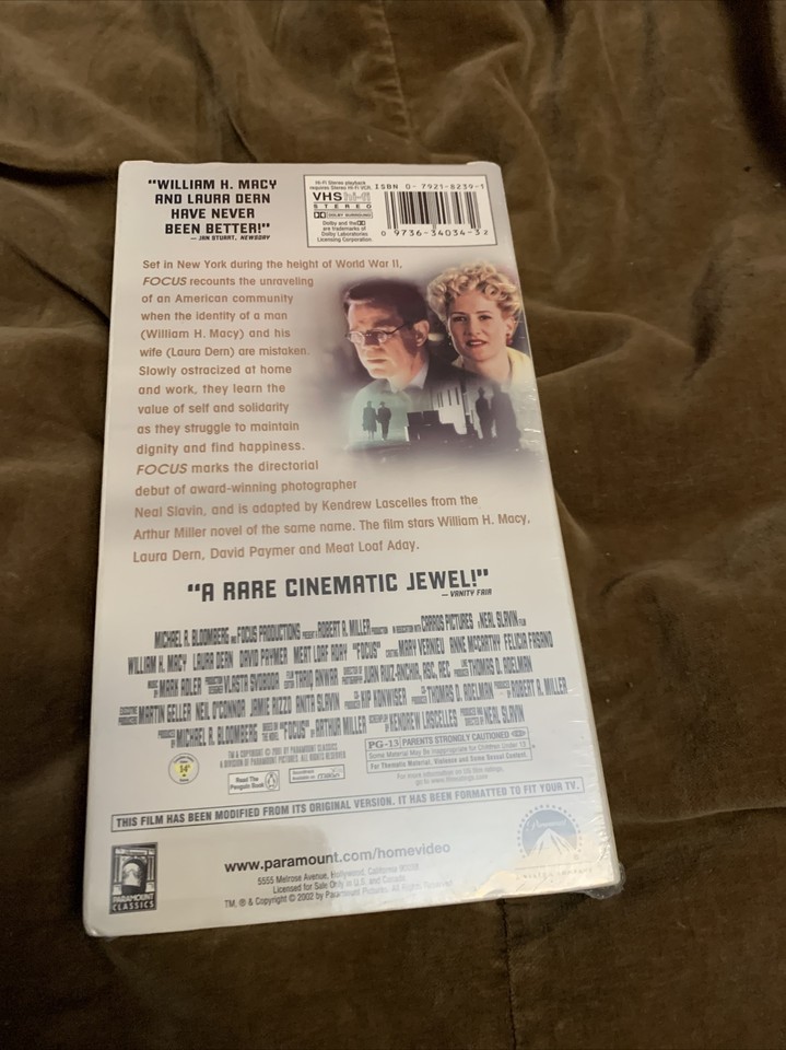 FOCUS SEALED VIDEO (VHS, 2002) William H. Macy Laura Dern 97363403432| eBay