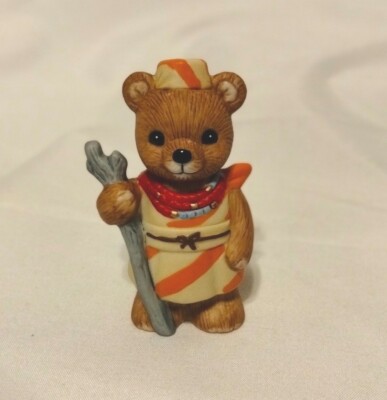 Vintage Homco Teddy Bear Porcelain Figurine Girl African Tribal Costume ...
