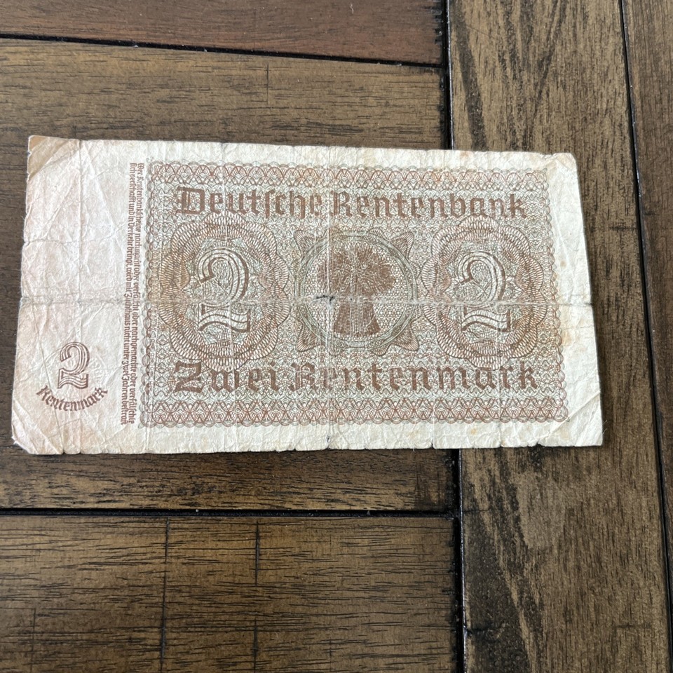 2 RentenMark Banknote- 1937 Deutsche Rentenbank German WW11 era | eBay