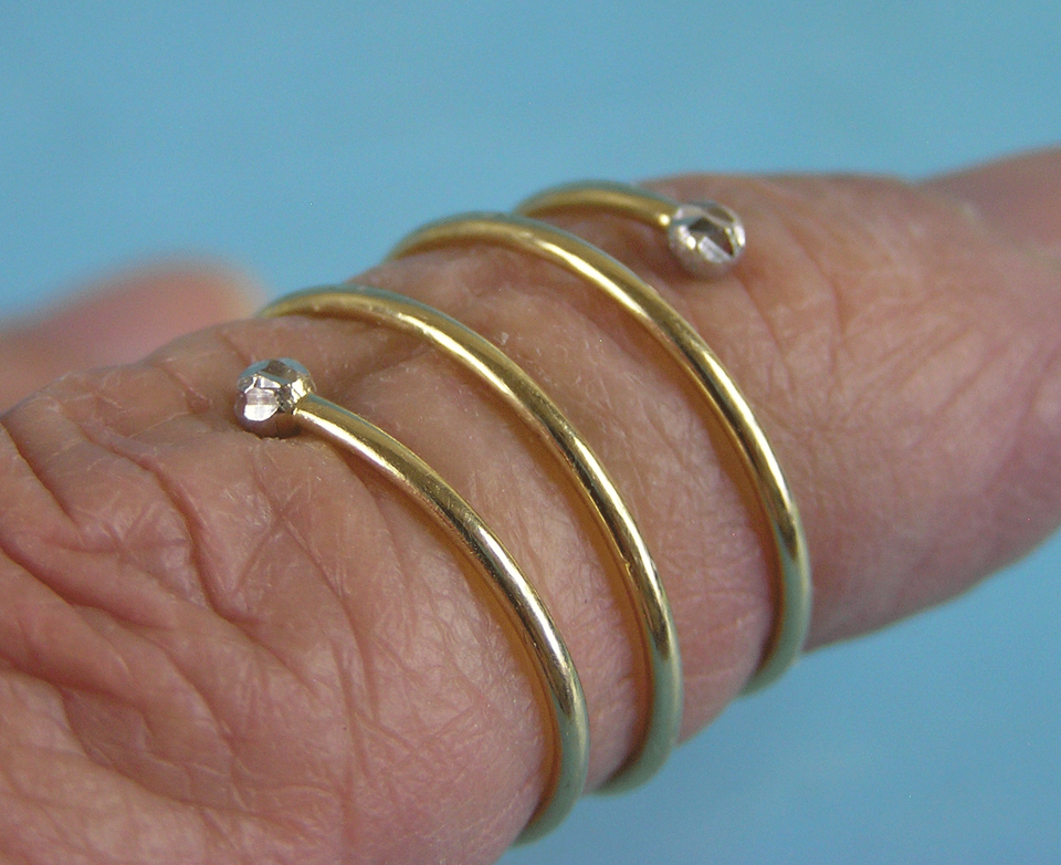 14K SLC Yellow & White Gold Coil Spring Ring Swirl Band Cocktail Size 8 ...