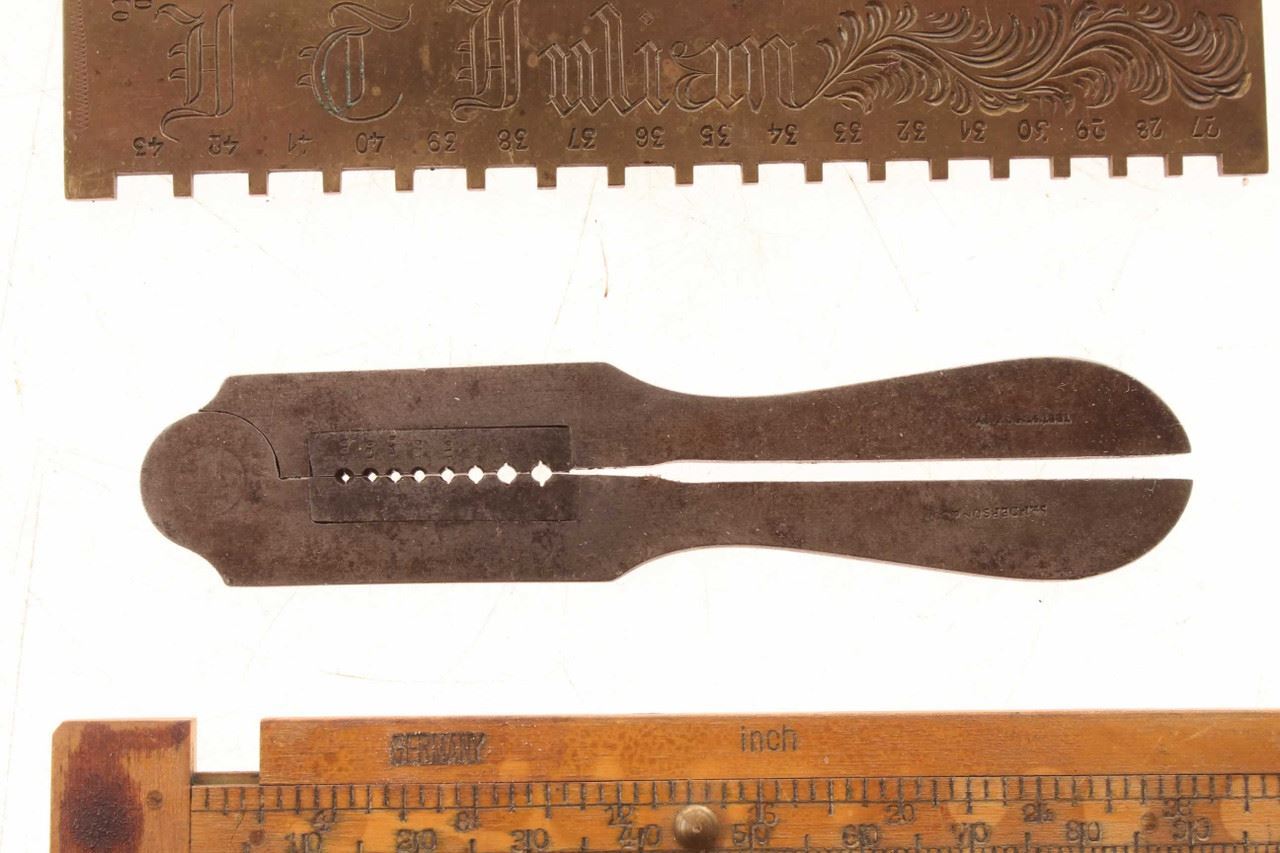 Antique Watchmaker Tools Gauges Fancy Brass Engraved C & B Mainspring ...