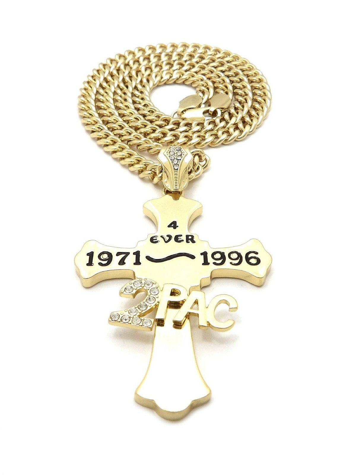 New 2PAC CROSS Pendant with 6mm 24" Cuban Chain | eBay