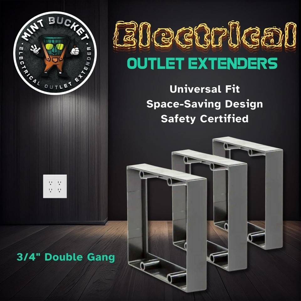 3-Pack 3/4" Double Gang Receptacle Outlet Box Extender Electrical ...
