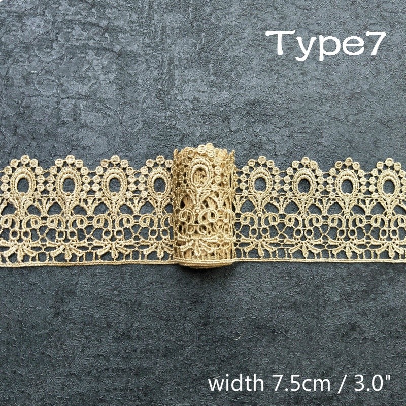 Gold Embroidered Lace Edge Trim Ribbon Decor Applique Retro DIY Sewing ...