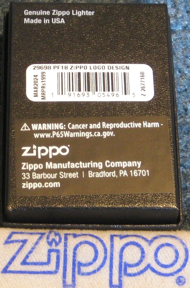 ZIPPO SPRING PRICE FIGHTER Lighter LOGO Flames INITIAL PANEL 29698 New ...
