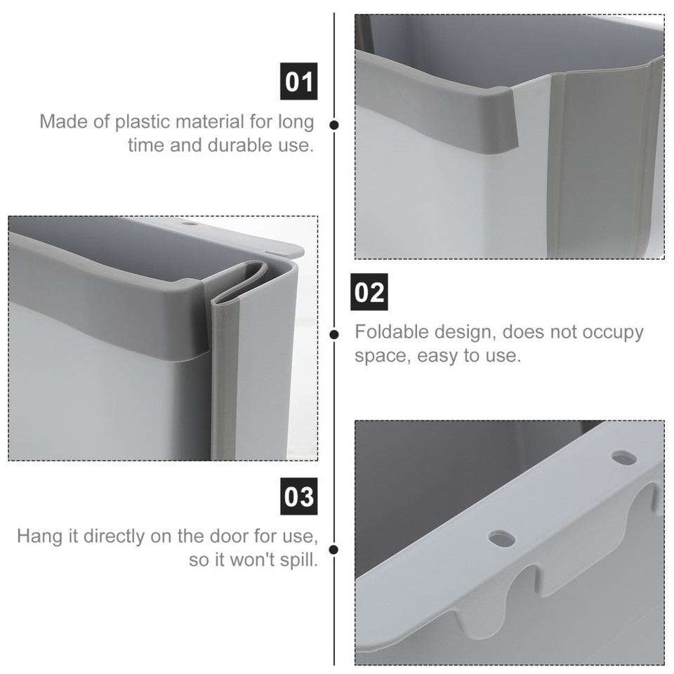 Wall-mounted Kitchen Trash Can Folding Waste Bin Foldable Hanging ...