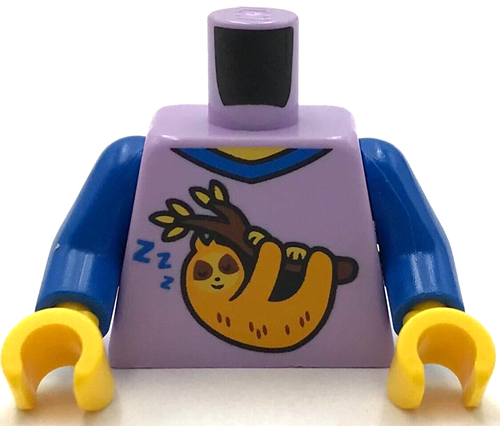 Lego New Lavender Minifigure Torso with Sleeping Sloth Pattern Blue ...