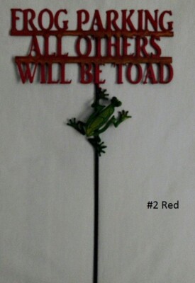Frog Parking Toad Metal Yard Stake Sign Lawn Ornament great for Plants ...