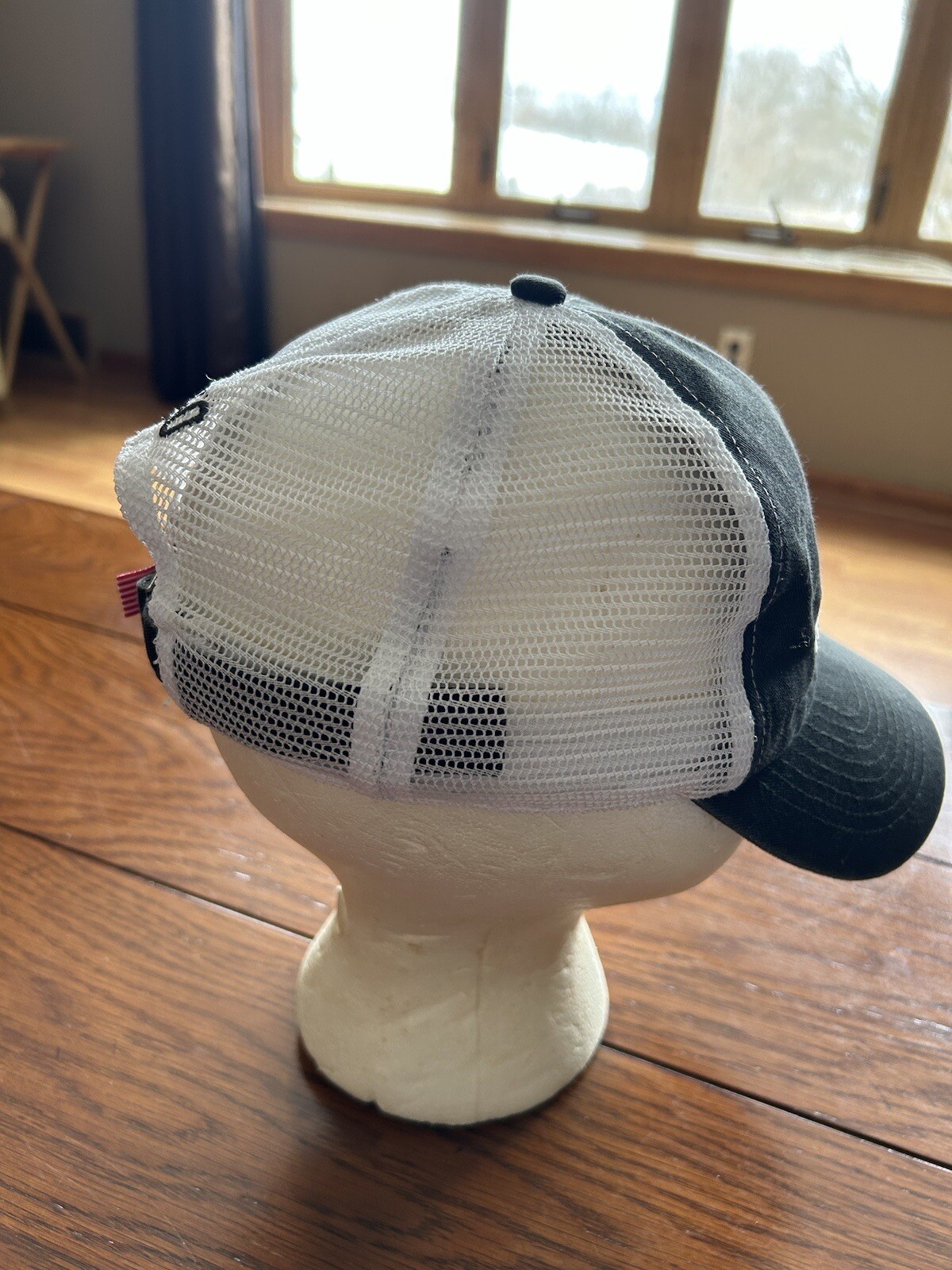 Hat Wheels Up 8760 Mesh Back Truckers Hat Black & Whi… - Gem