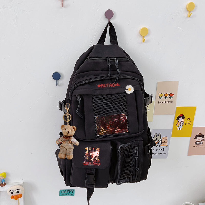 Genshin Impact Theme Backpack Hu Tao Ganyu Venti Nylon Cartoon Student ...
