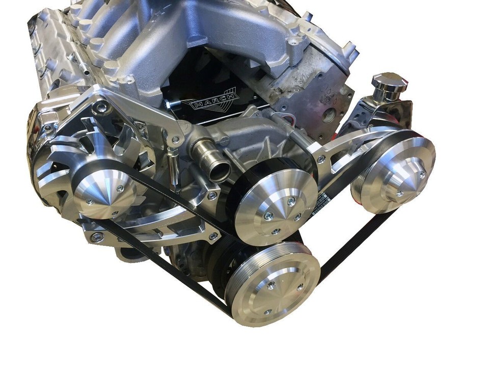 Chevy LS Serpentine Conversion Billet March Includes new water pump ...