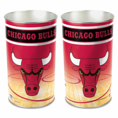 Chicago Bulls 15 Inch Metal Wastebasket [NEW] NBA Trash Can Garbage ...