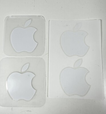 4 White Apple Logo Stickers/ Decals | eBay