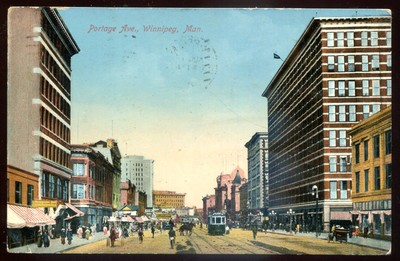 WINNIPEG Manitoba Postcard 1912 Portage Avenue Stores Tram by Stedman ...
