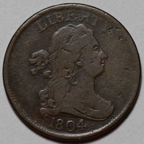 1804 Draped Bust Half Cent - Crosslet 4/Stemless - US 1/2c Copper Coin ...